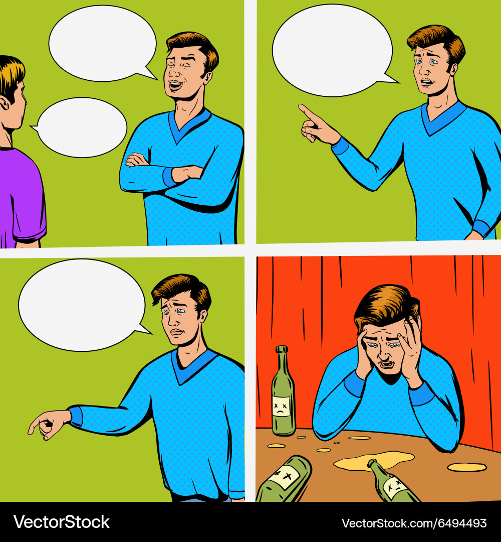 Comic strip with debate of two persons Royalty Free Vector