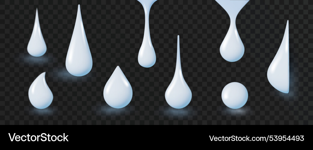 Cream droplet set milk white liquid cosmetic Vector Image