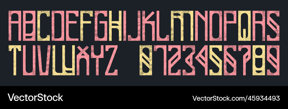 Decorative narrow sans serif font Royalty Free Vector Image