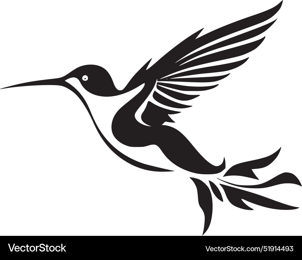 Hummingbird - black and white Royalty Free Vector Image