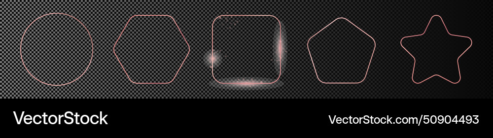 Rose gold glowing different geometric shape frame Vector Image