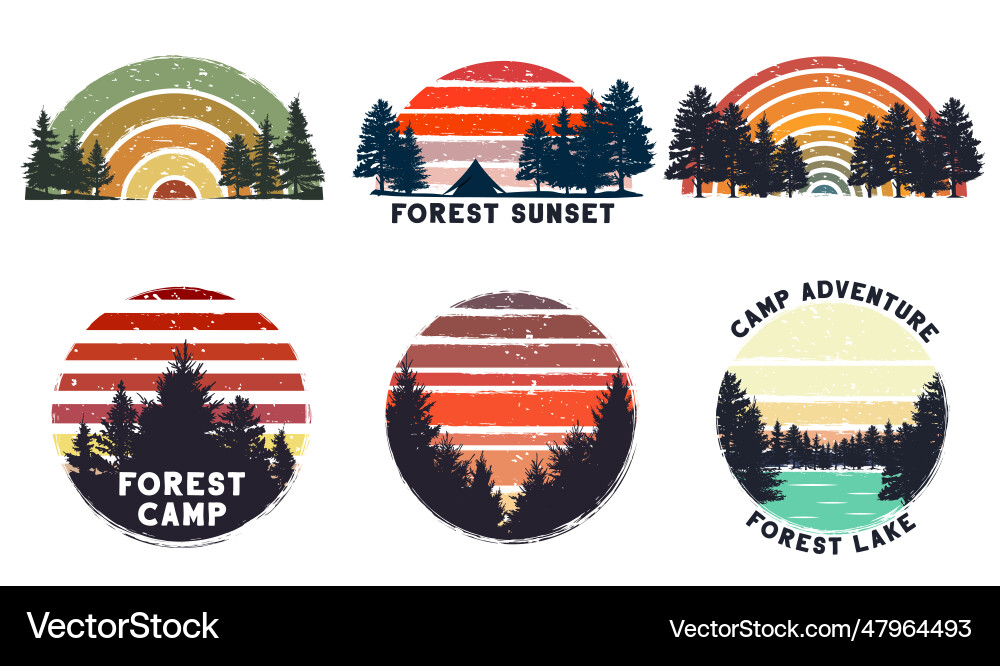 Wild camp sunrise camping and nature trees Vector Image