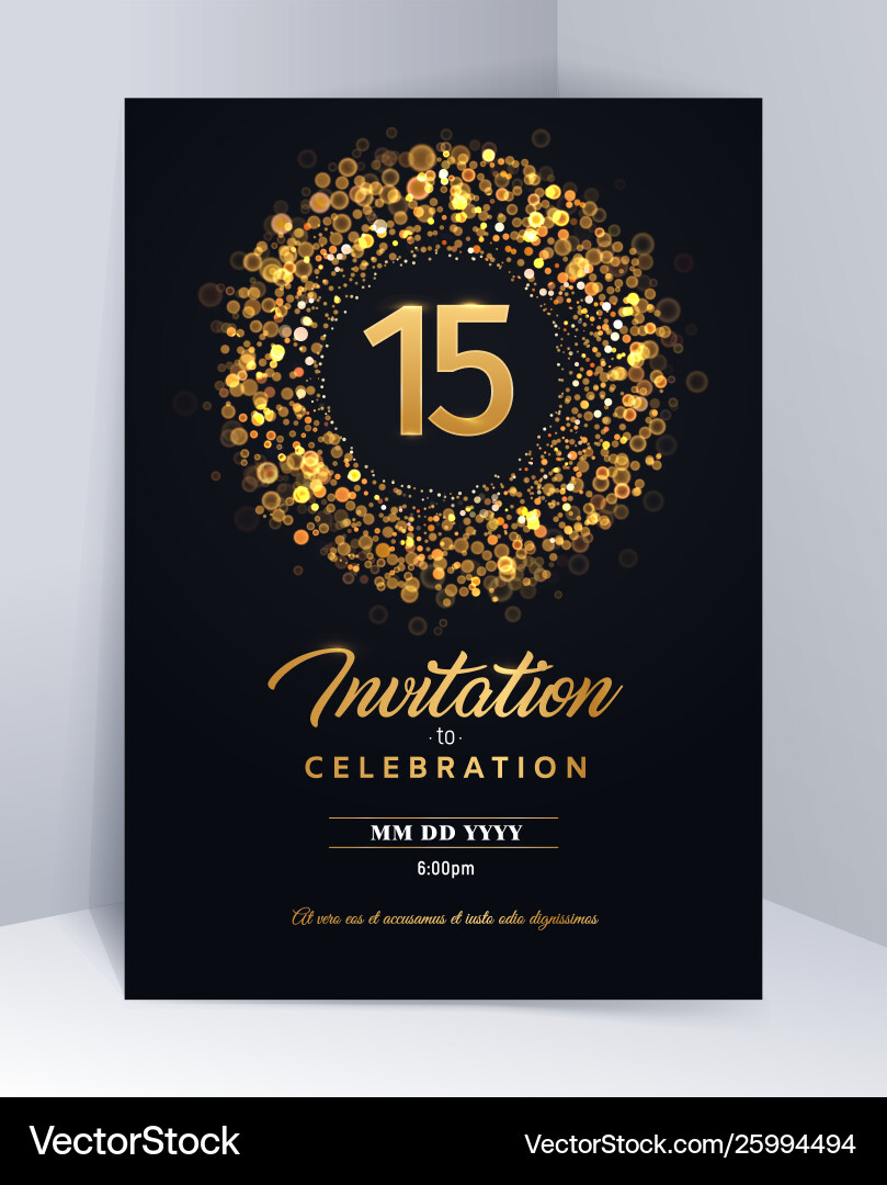 15 years anniversary invitation card template Vector Image
