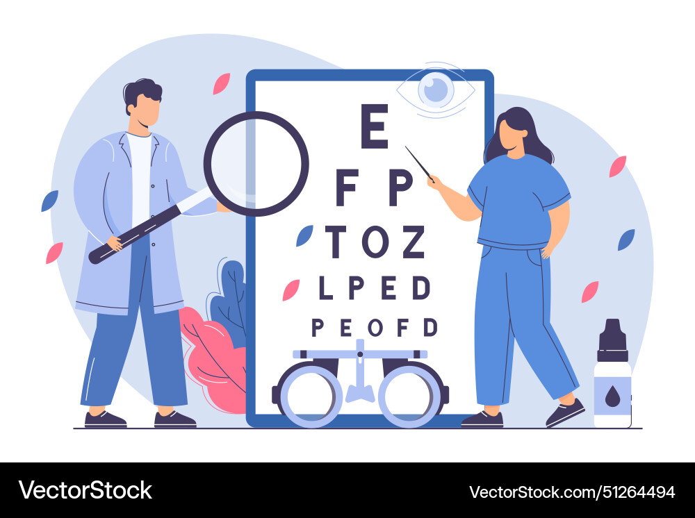 Doctor ophthalmologist check eyesight with eye Vector Image