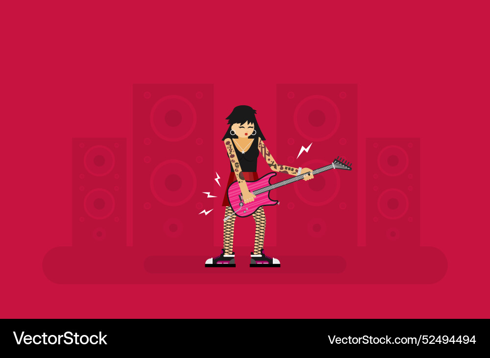 Flat brutal cartoon rocker Royalty Free Vector Image