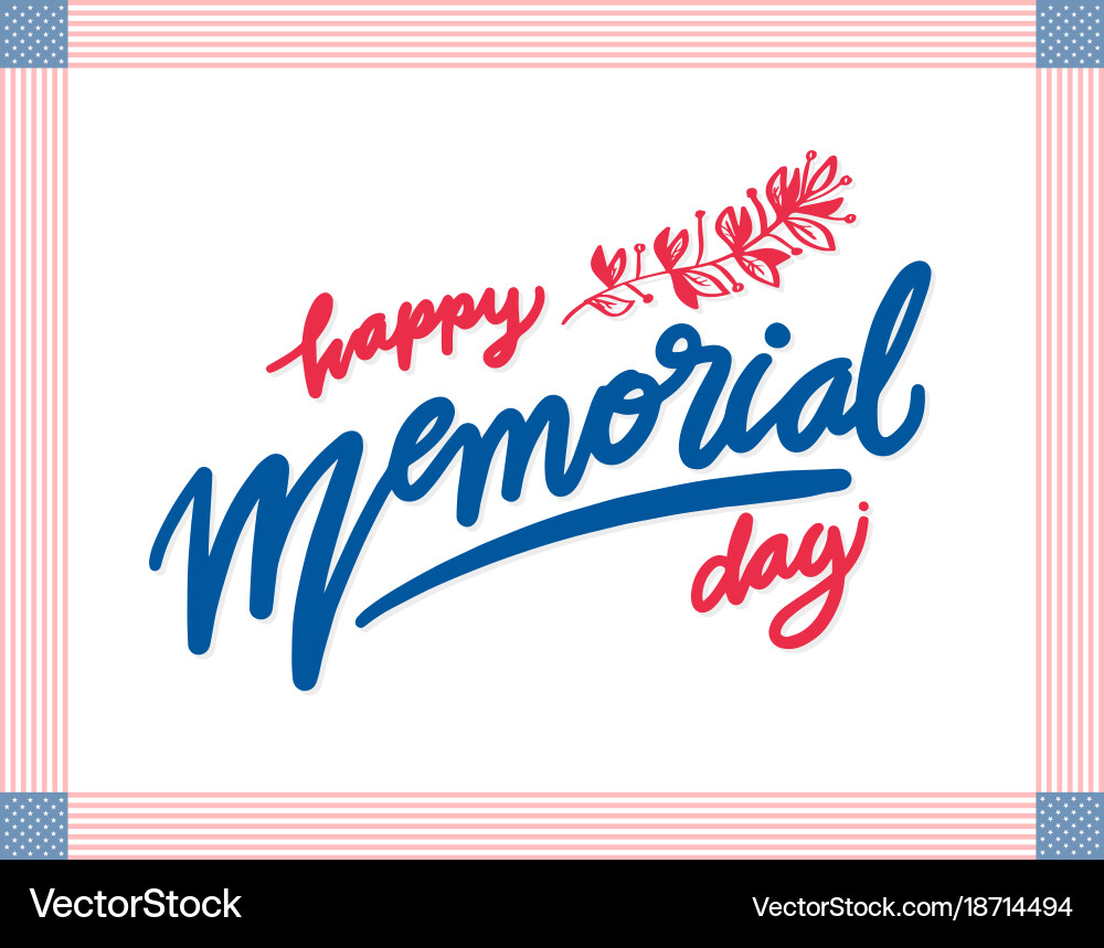 Happy memorial day lettering Royalty Free Vector Image