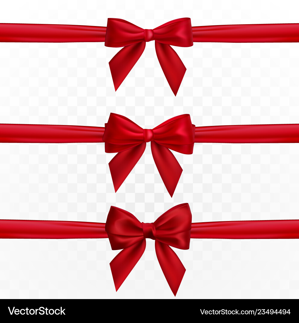 Realistic red bow and ribbon element Royalty Free Vector