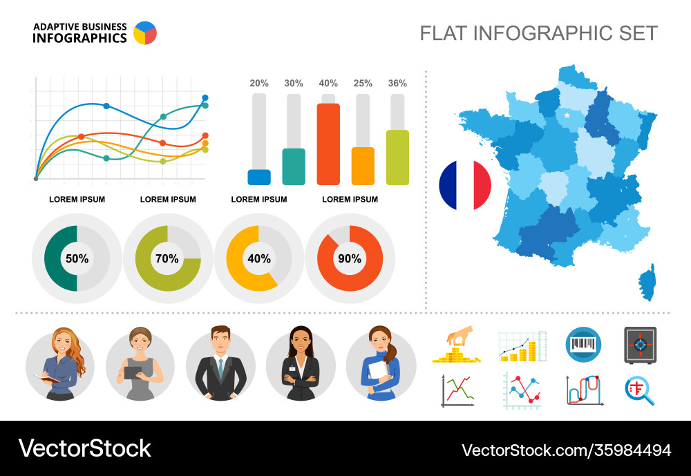 Statistics bar doughnut and line charts template Vector Image