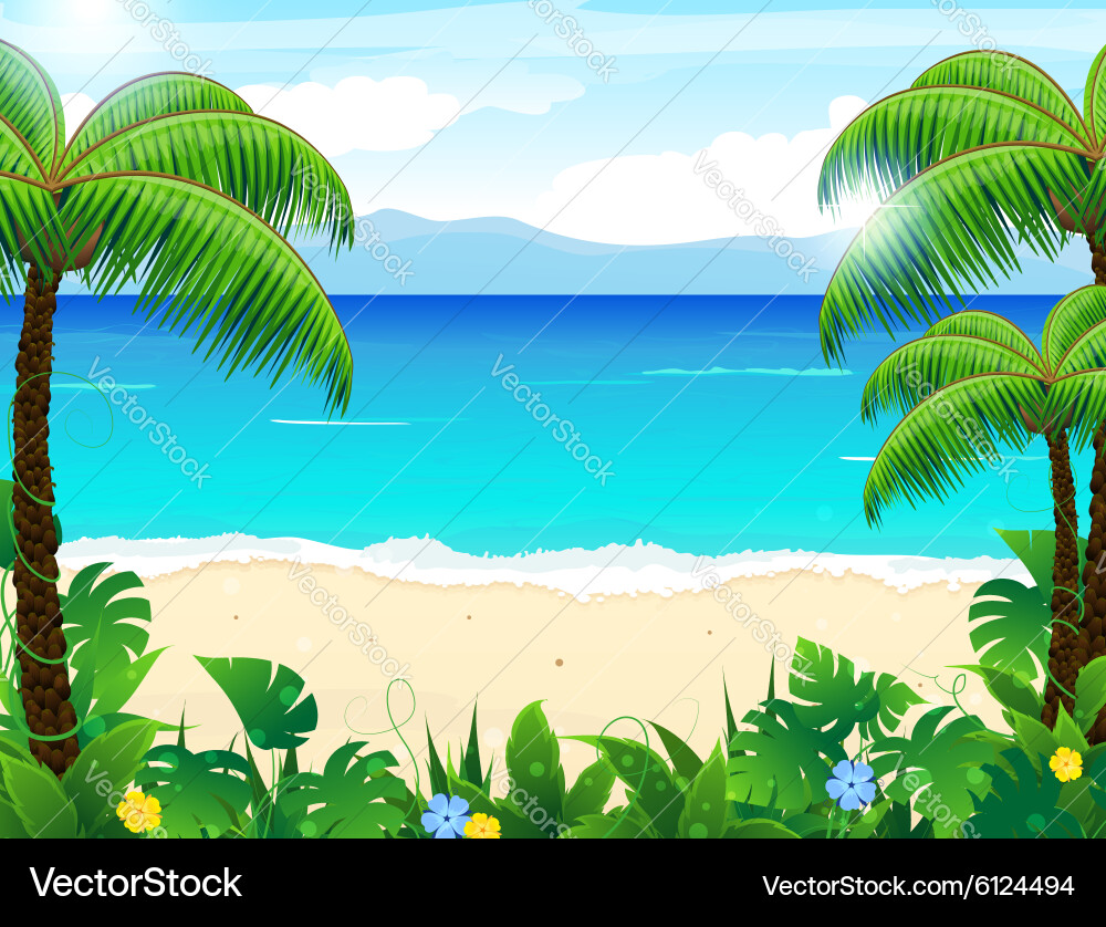 Tropical Beach Scene Royalty Free Vector Image