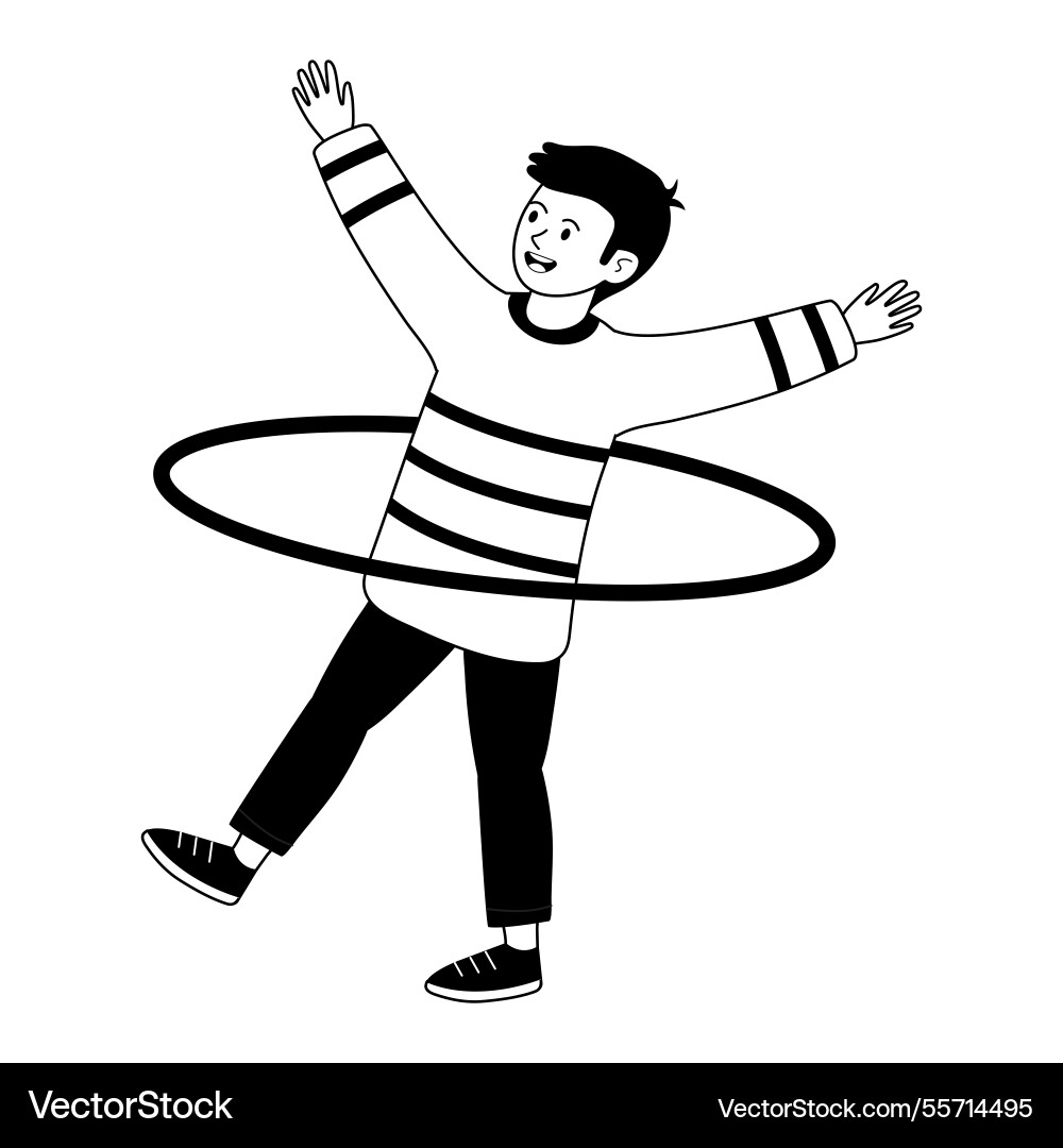 Child enjoys hula hooping with joy in a playful Vector Image