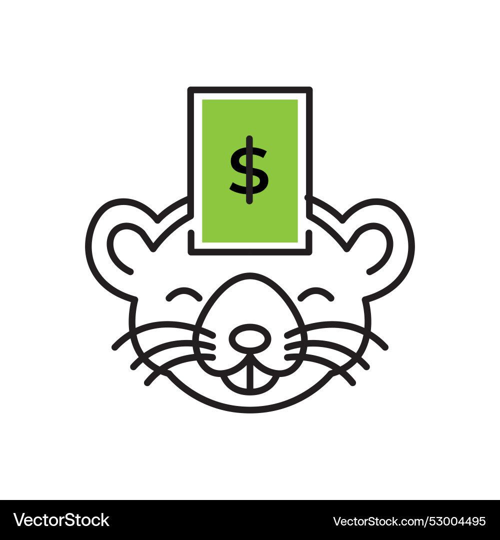 Cute mouse with money head logo design Royalty Free Vector