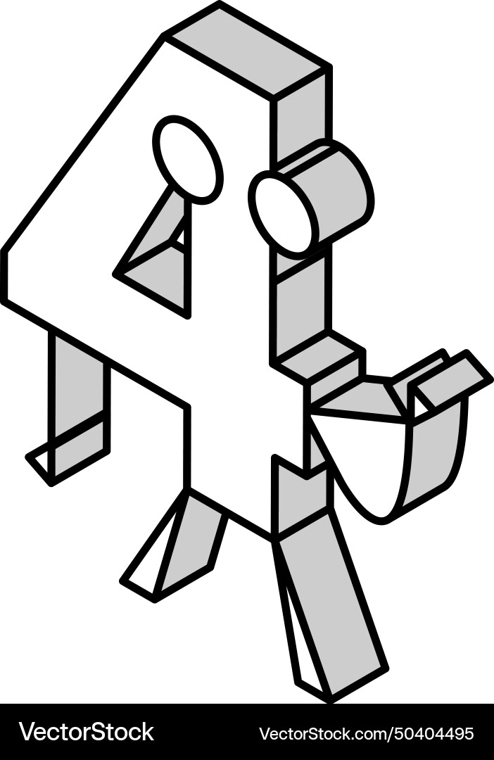 Four number character isometric icon Royalty Free Vector