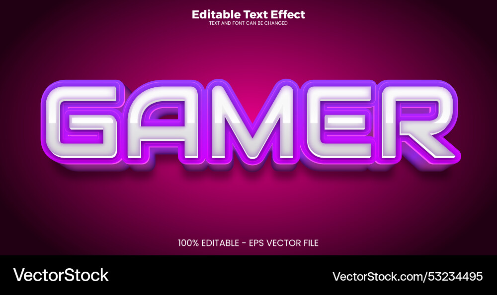 Gamer editable text effect in modern trend style Vector Image