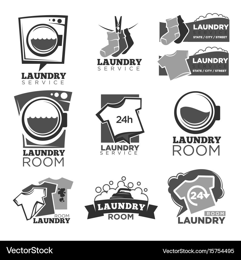 Laundry service or laundromat labels Royalty Free Vector