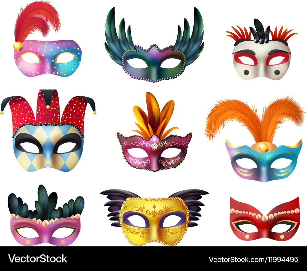 Masquerade Karneval Gesicht Masken realistisch Set