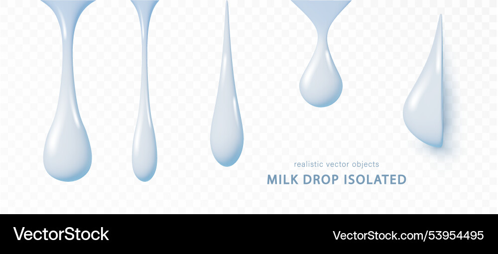 Milk drops isolated realistic white liquid Vector Image