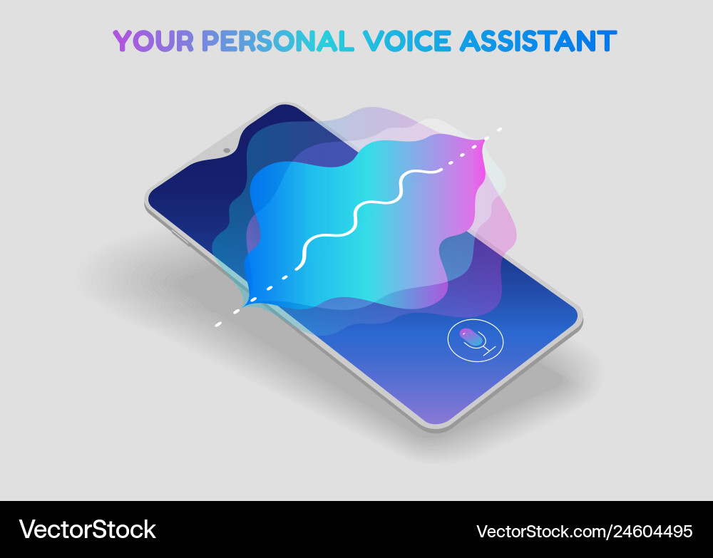 Mobile app ui personal voice assistant 3d mockup Vector Image
