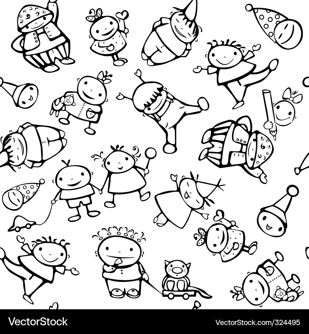 Seamless pattern of fun kids Royalty Free Vector Image