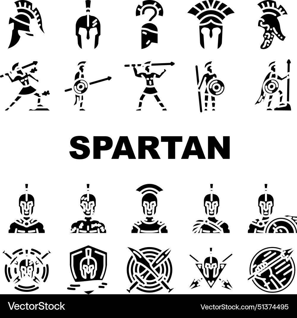 Spartan warrior helmet icons set Royalty Free Vector Image