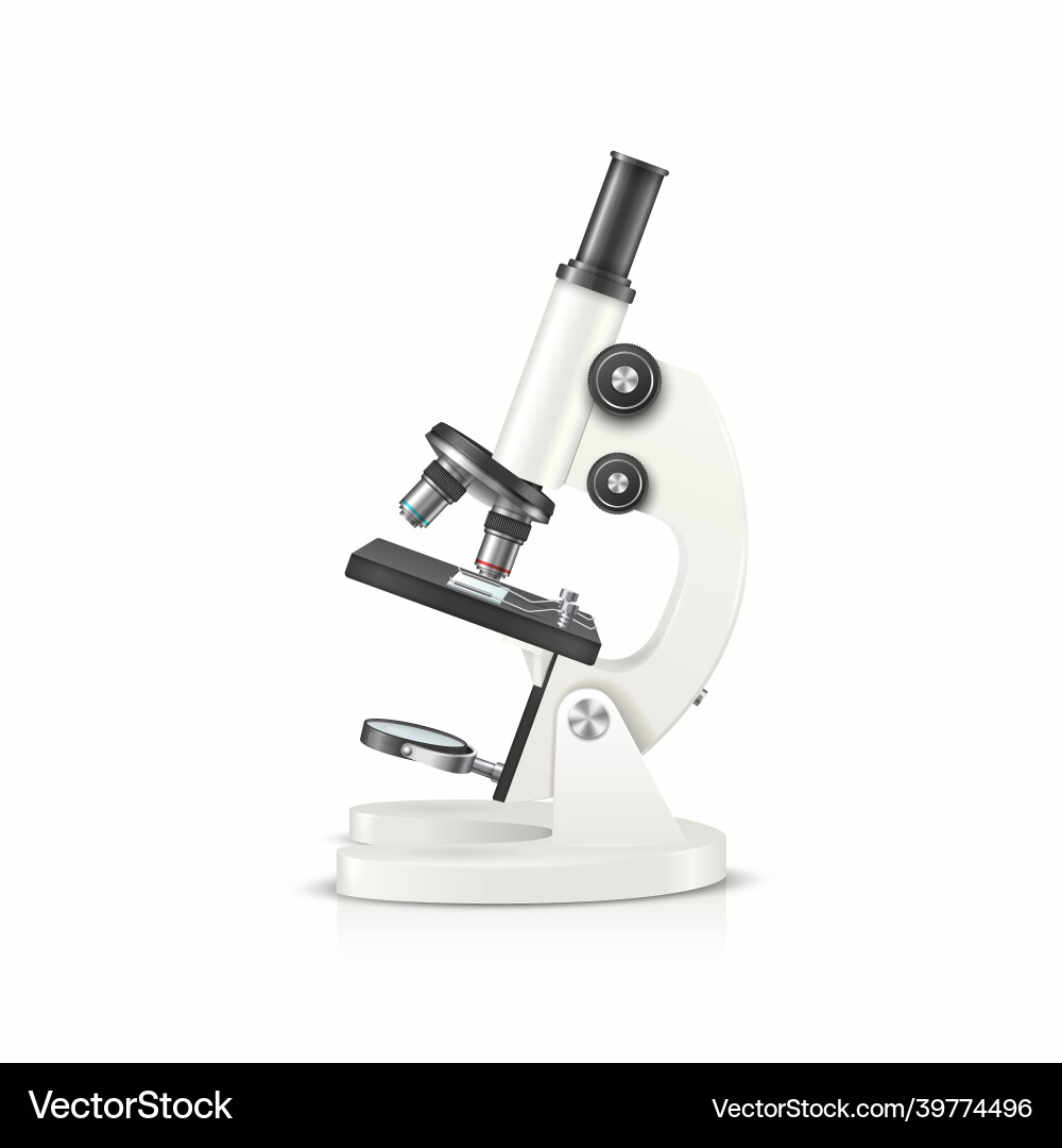 3d realistic white laboratory microscope Vector Image