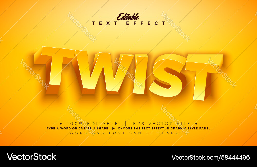 3D Twist Text Effect Royalty Free Vector Image