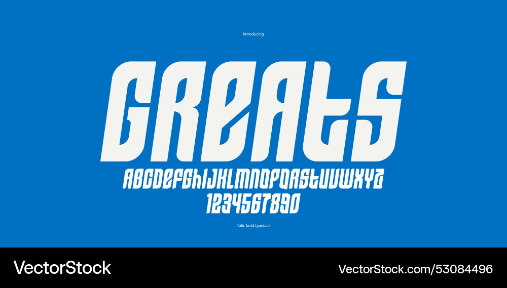 Bold and italic simple sans serif display font Vector Image