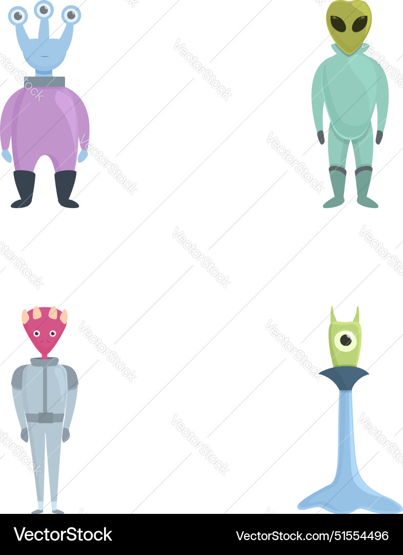 Cartoon alien icons set funny Royalty Free Vector Image