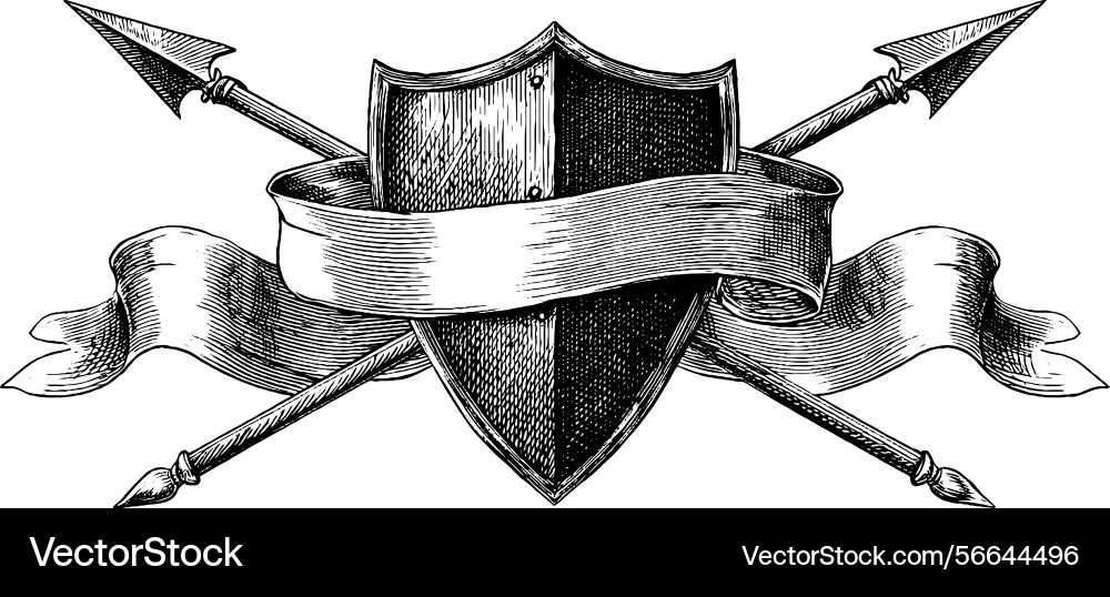Intricate engraved of medieval shield Royalty Free Vector