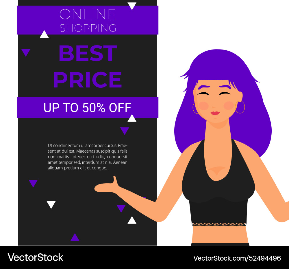 Online shopping salesman flat image Royalty Free Vector