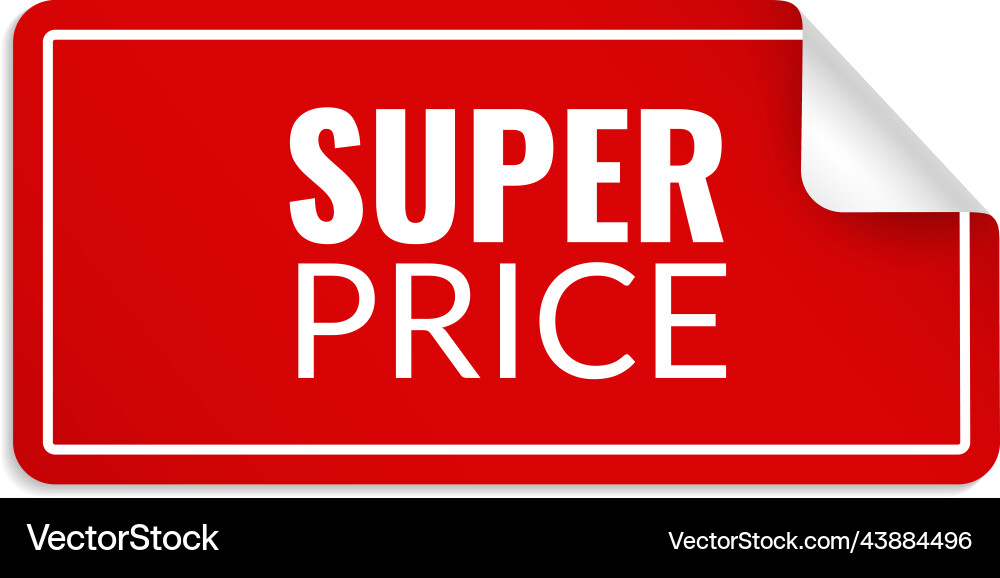 Super price label red sticky curled note Vector Image