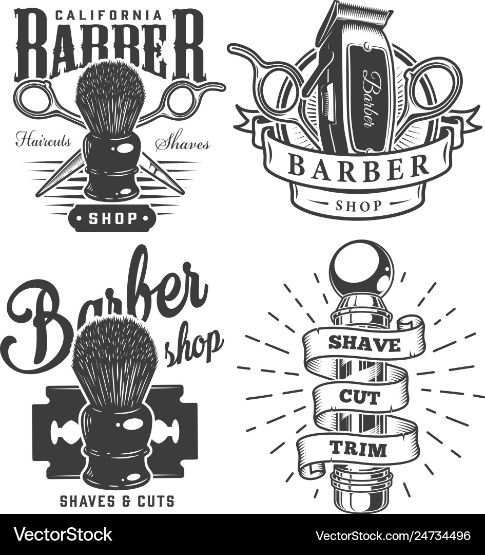 Vintage Barbershop Elements Royalty Free Vector Image