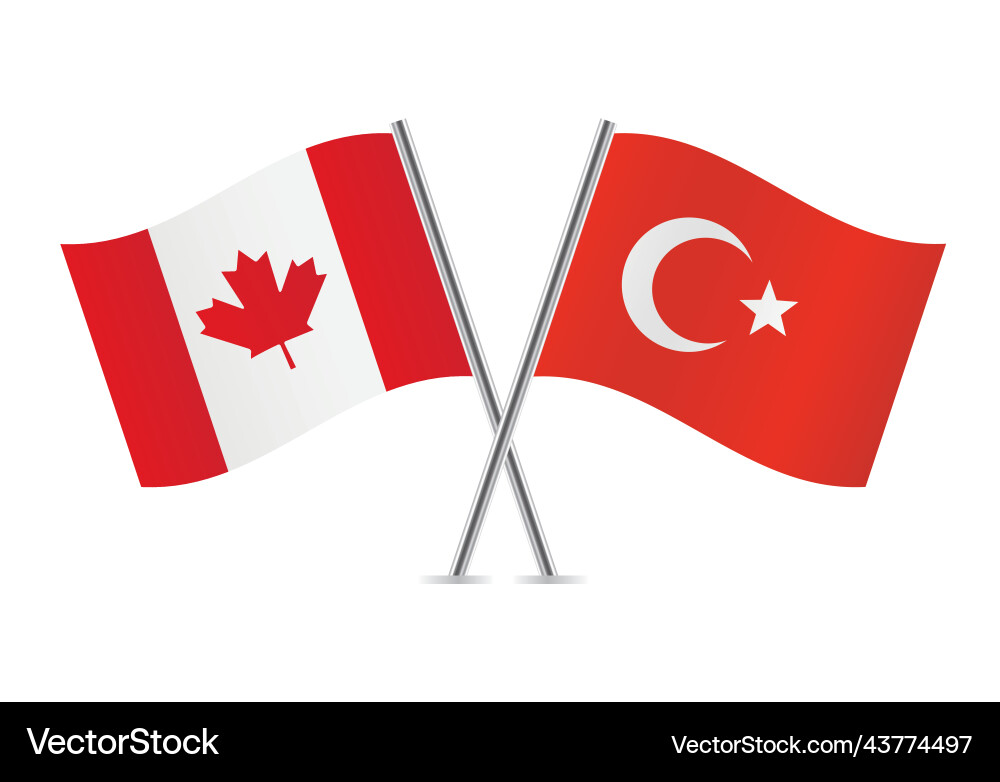 Canada and turkey crossed flags Royalty Free Vector Image