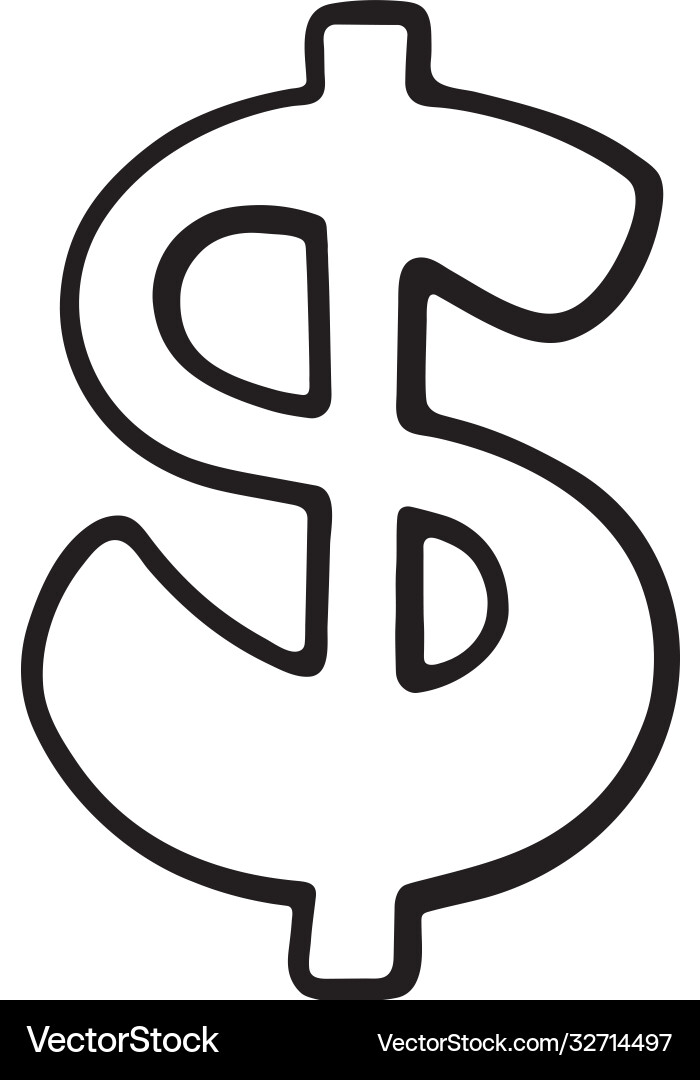 Doodle dollar sign with one vertical line Vector Image