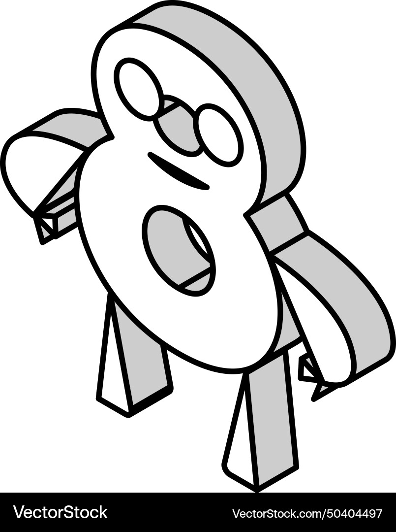 Eight number character isometric icon Royalty Free Vector