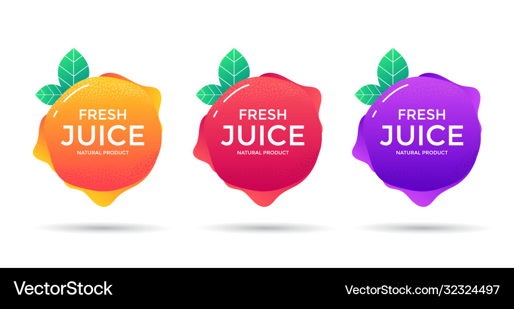 Fresh juice label sticker design natural drink Vector Image