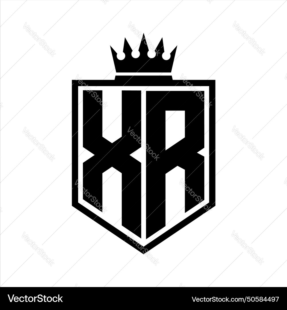 Xr logo monogram bold shield geometric shape Vector Image