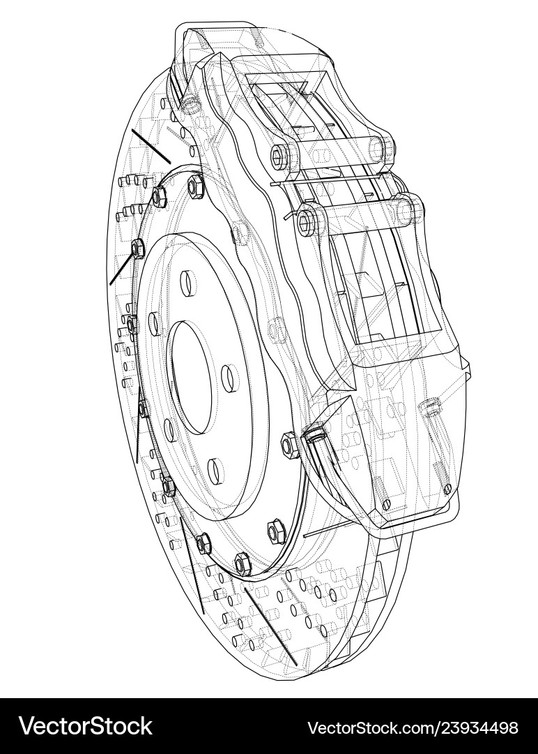 Brake disc outline rendering of 3d Royalty Free Vector Image