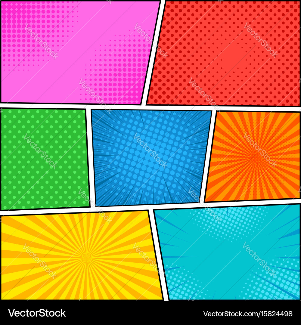 Comic book page bright template Royalty Free Vector Image