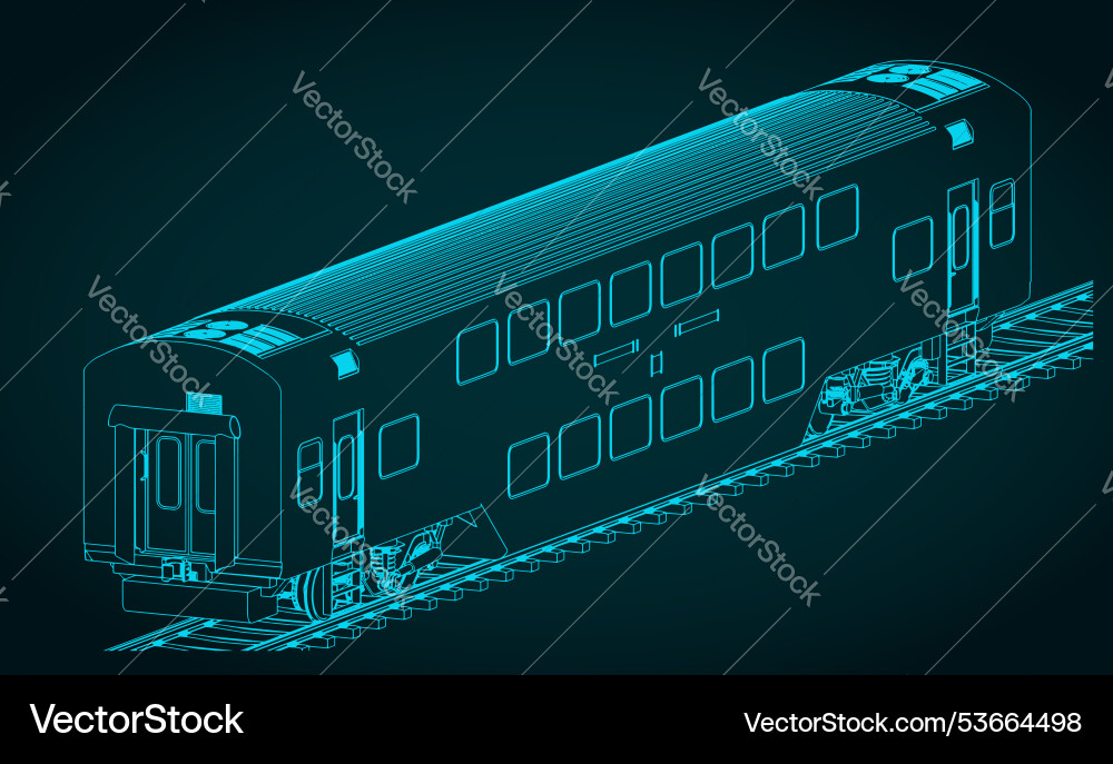 Double deck train car isometric drawing Royalty Free Vector
