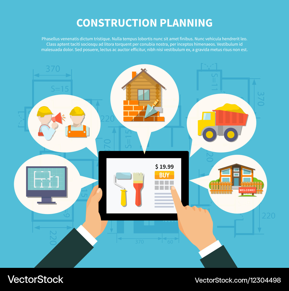 Flat construction planning diagram concept Vector Image