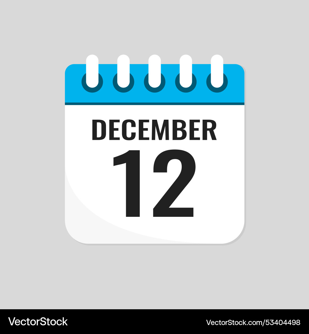 Icon page calendar day - 12 december Royalty Free Vector