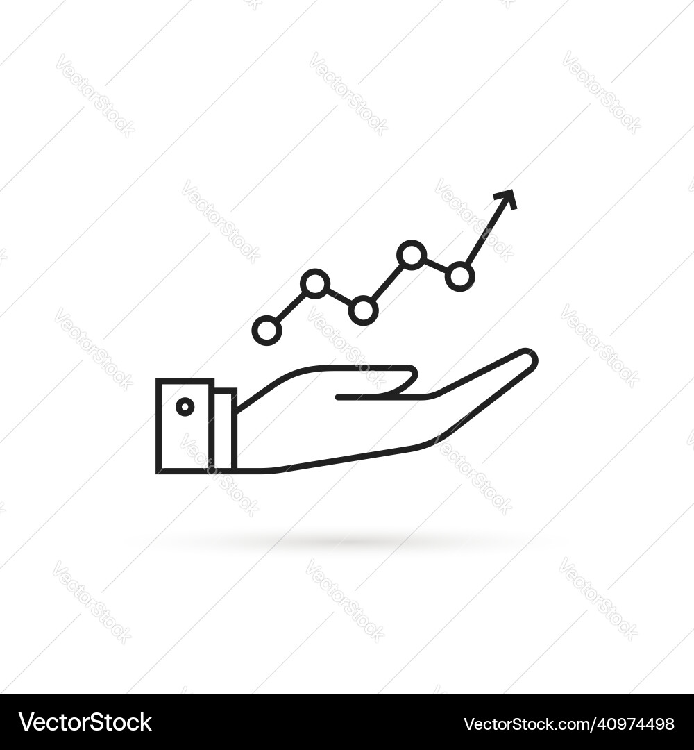 Linear hand with increase growth icon Royalty Free Vector