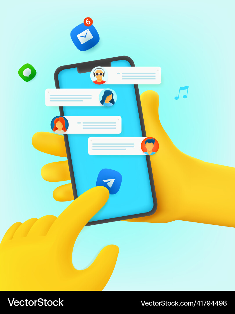 Man hand holding modern smartphone ans using Vector Image