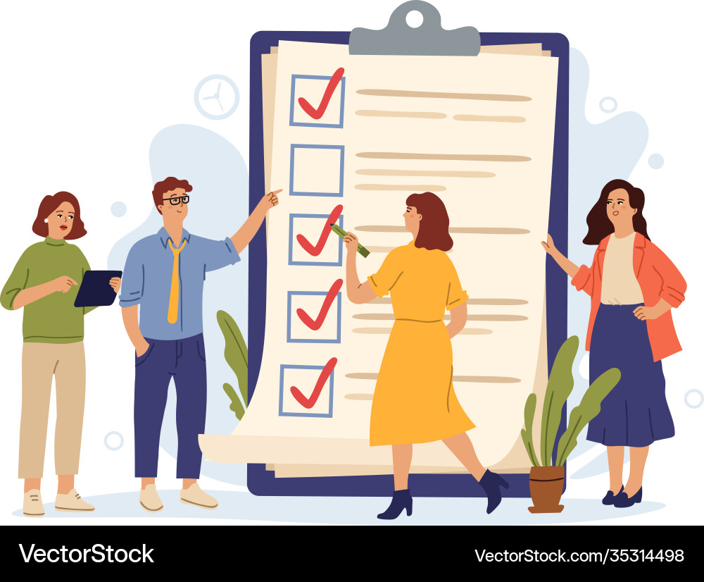 Team Task Checklist Management Royalty Free Vector Image