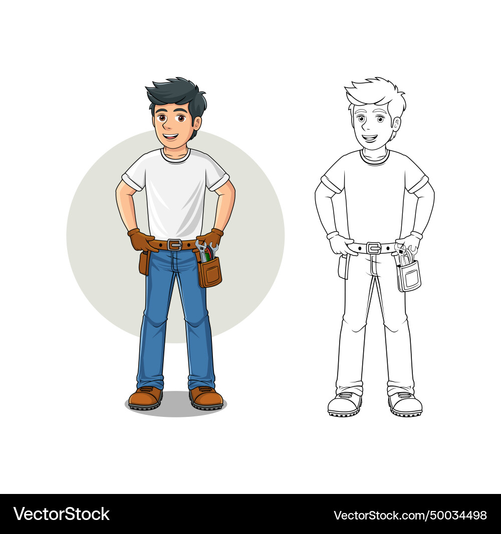Technician cartoon character design Royalty Free Vector