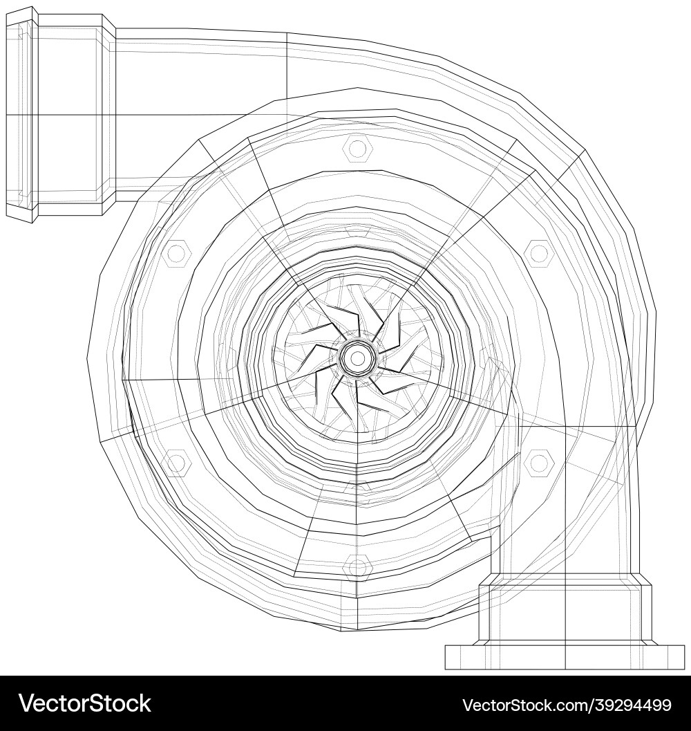Automobile turbocharger concept outline Royalty Free Vector