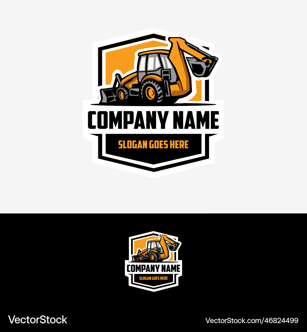 Backhoe loader company logo isolated badge emblem Vector Image