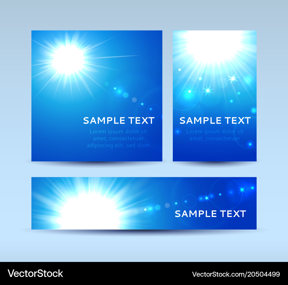 Blue invitation cards with lens flare Royalty Free Vector