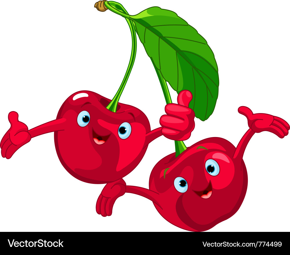 Cartoon cherries character Royalty Free Vector Image