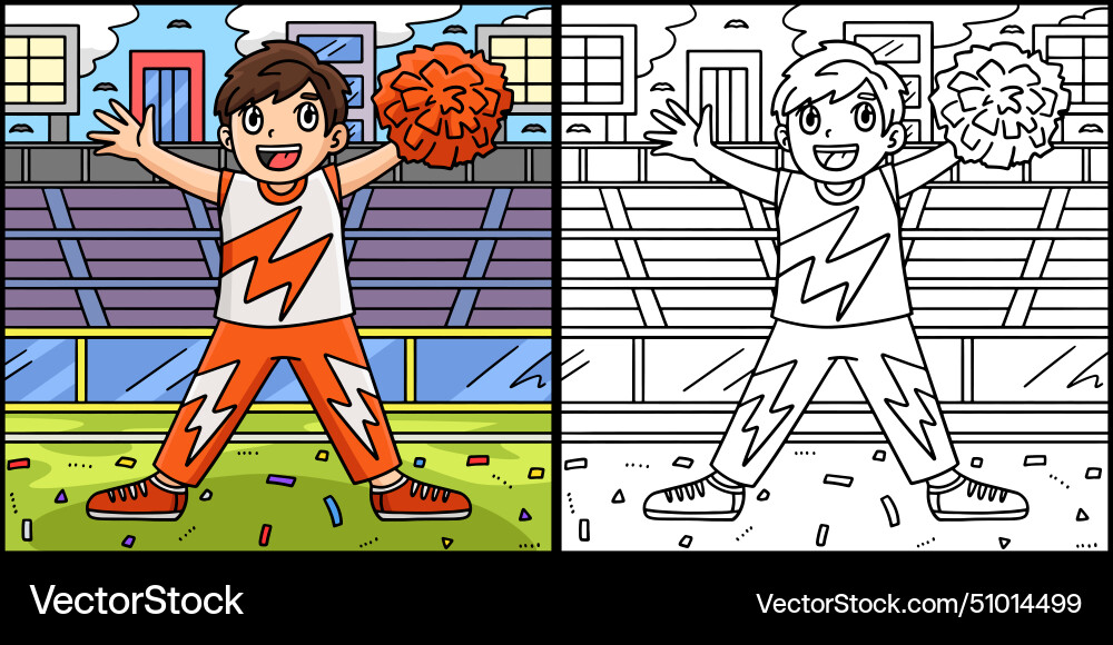 Cheerleading boy cheerleader waving Royalty Free Vector